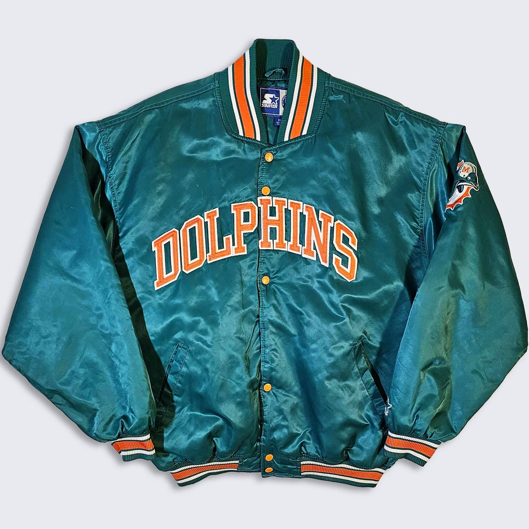 Miami Dolphins Vintage 90s Starter Satin Bomber Jacket Blue and Orange ...
