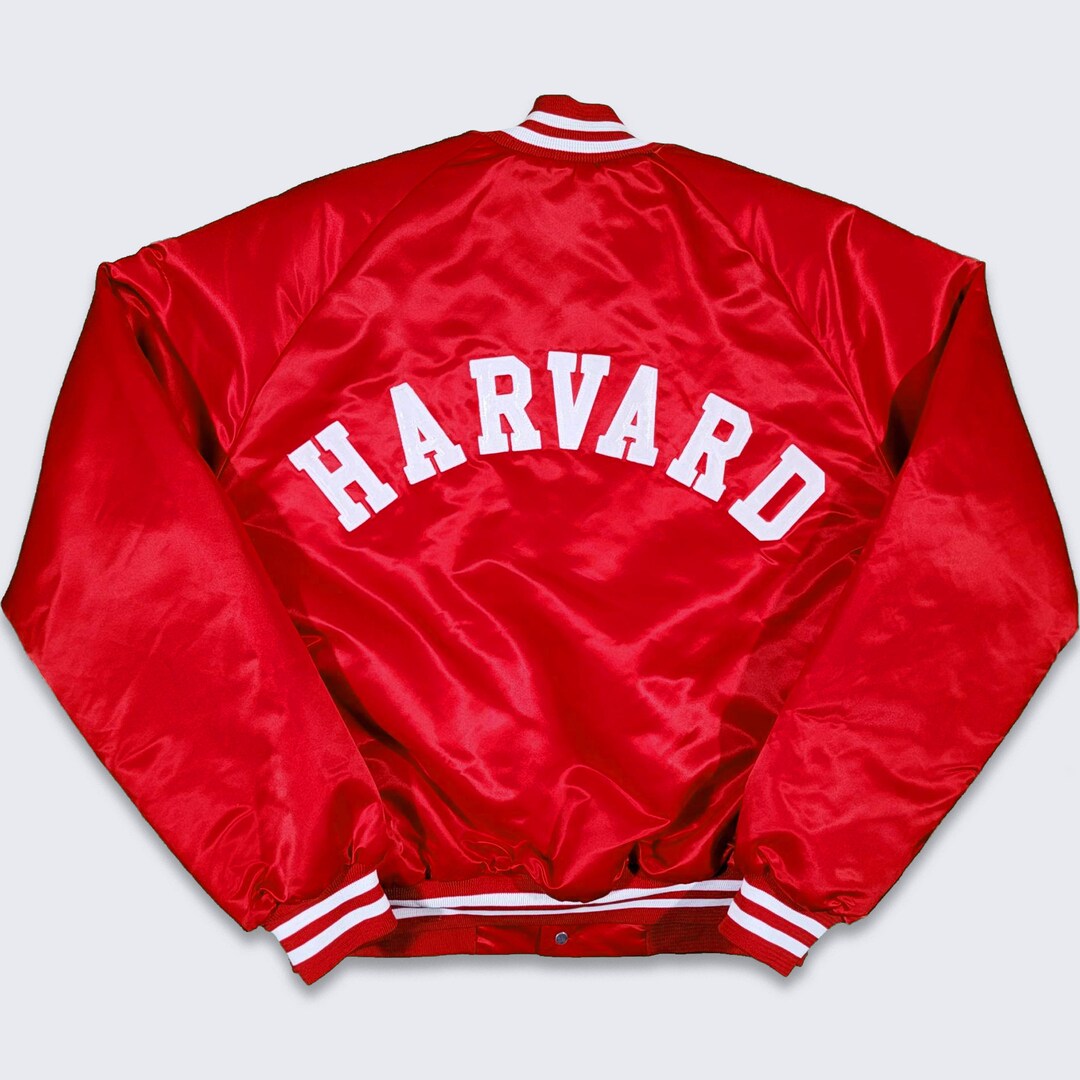 Harvard Crimson Vintage 80s Chalk Line Satin Bomber Jacket - Ivy League ...