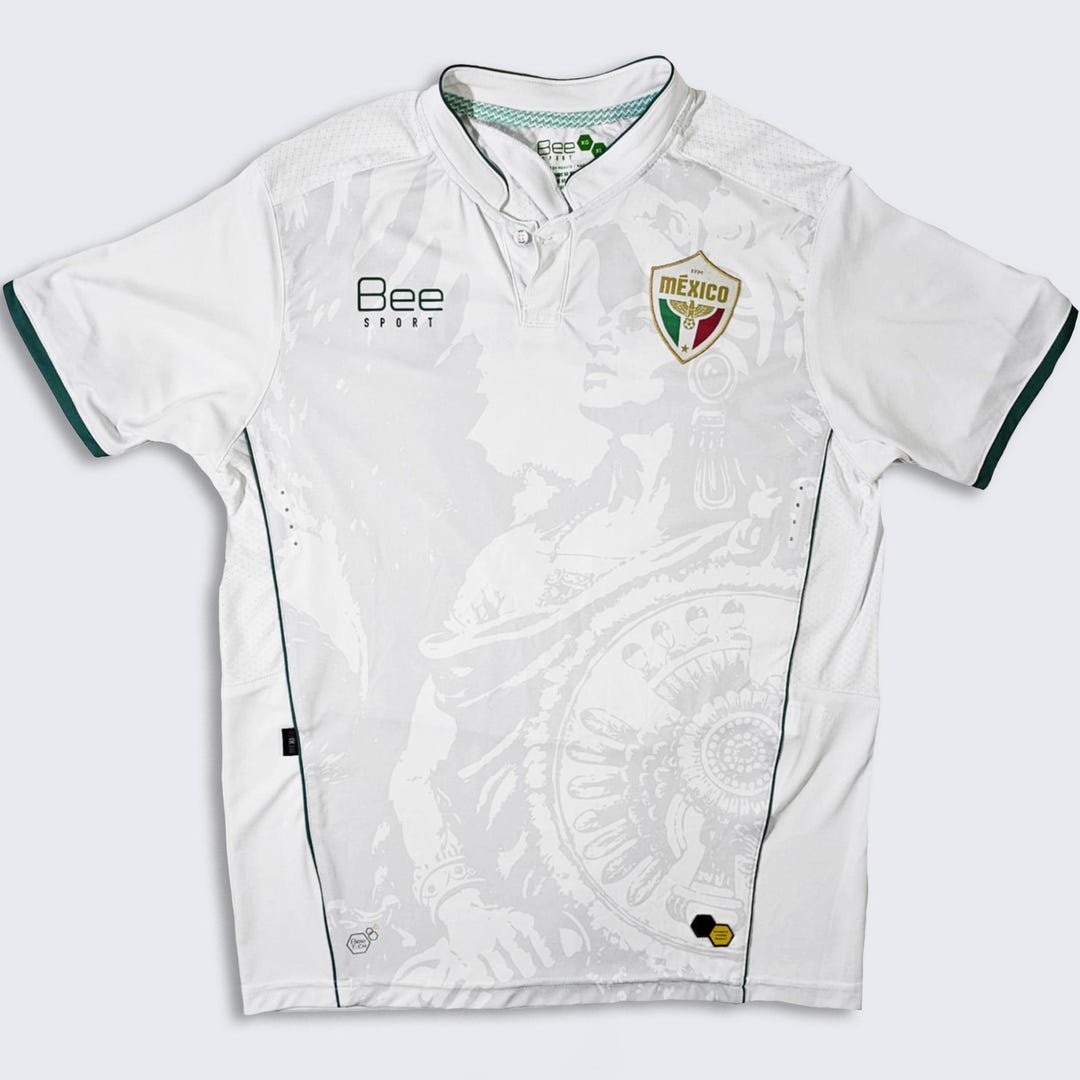 Mexico Aztec Man Bee Sport Soccer Jersey - White Color Uniform Shirt ...