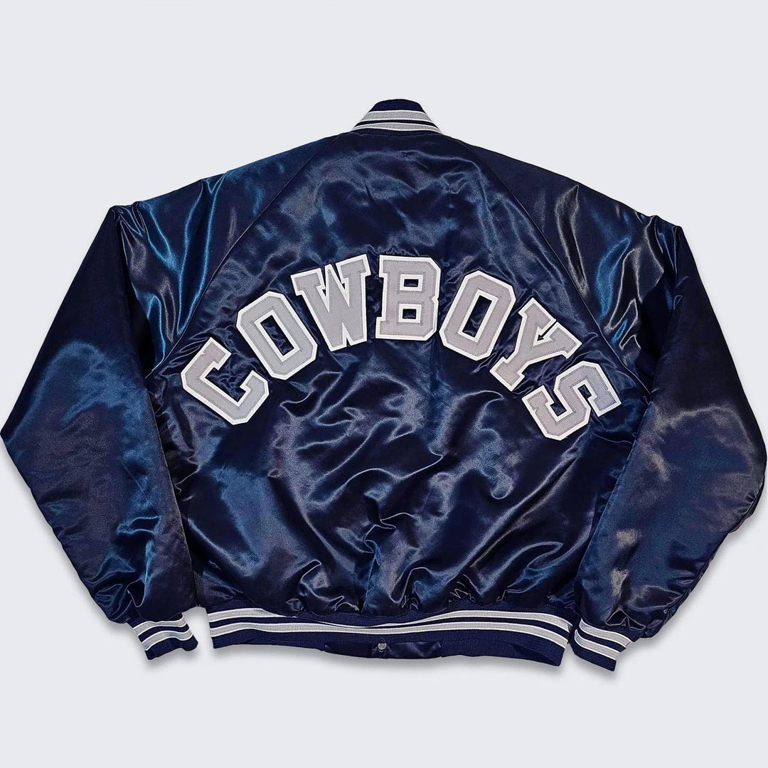 Dallas Cowboys Vintage 80s Chalk Line Satin Bomber Jacket - Navy Blue ...