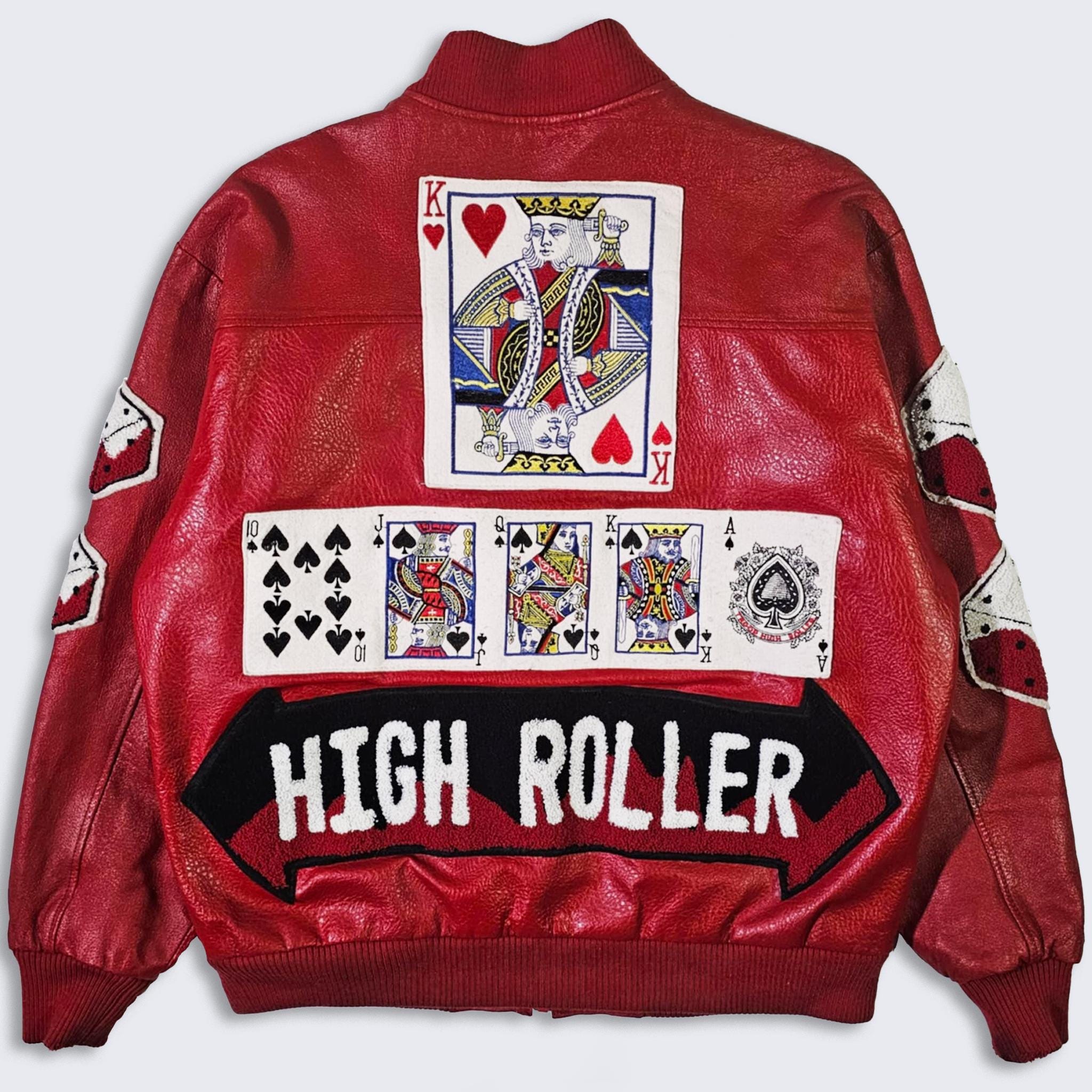 Troop Vintage 80s High Roller Gambler Leather Bomber Jacket Troop Vintage 80s High Roller Gambler Leather Bomber Jacket