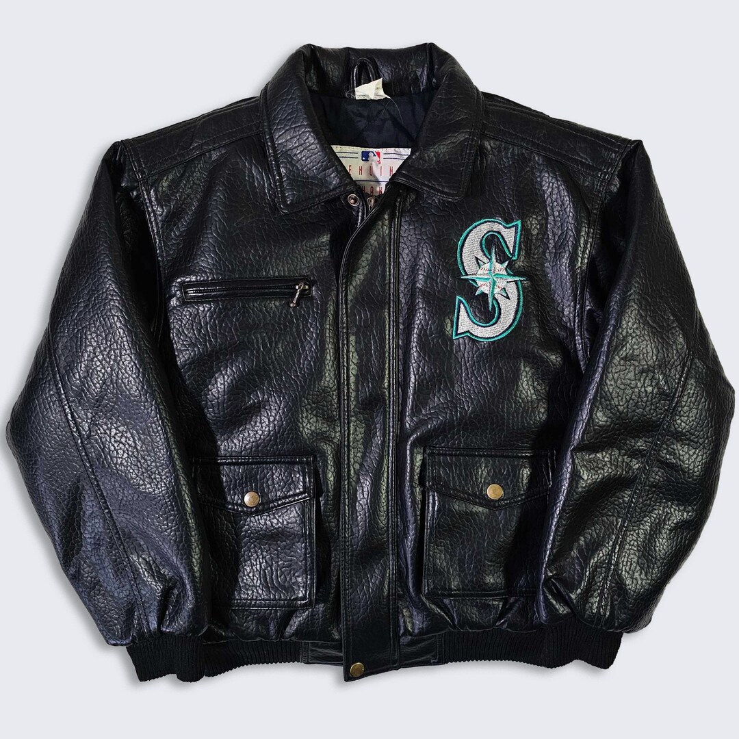 Seattle Mariners Vintage 90s Mighty Mac YOUTH Leather Bomber Jacket ...