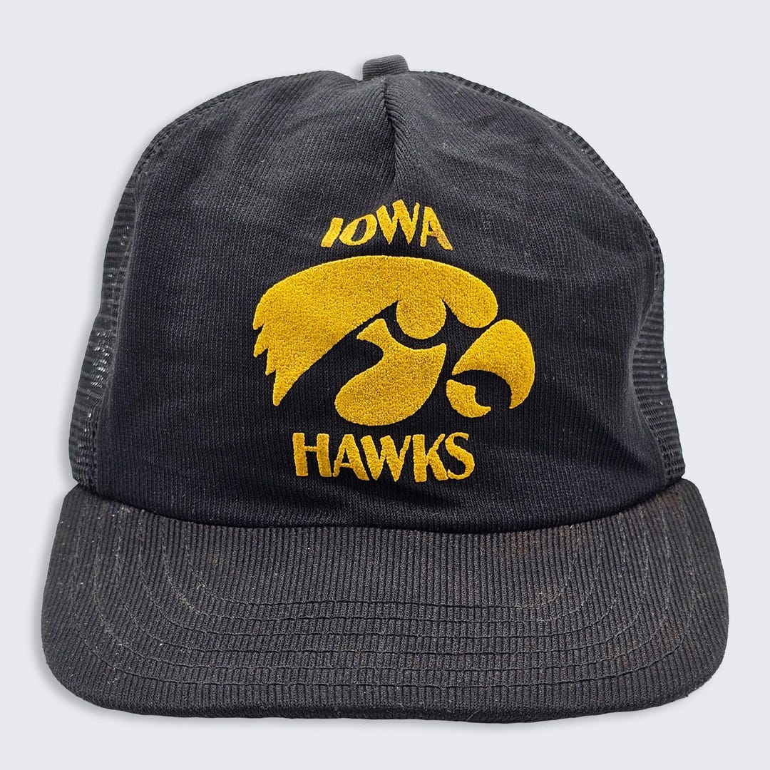 Iowa Hawks Vintage 80s Trucker Snapback Hat - Black Color Baseball ...