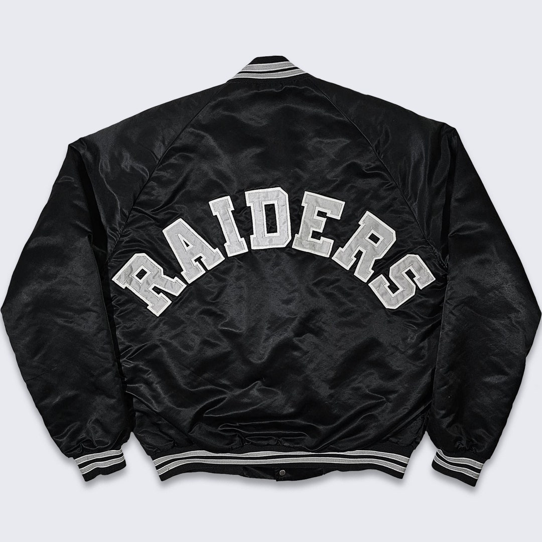Los Angeles Raiders Vintage 80s Chalk Line Satin Bomber Jacket - Made ...