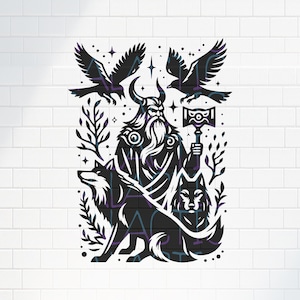 Odin Raven Wolf / SVG PNG JPG / Norse Viking Design / Transparent ...