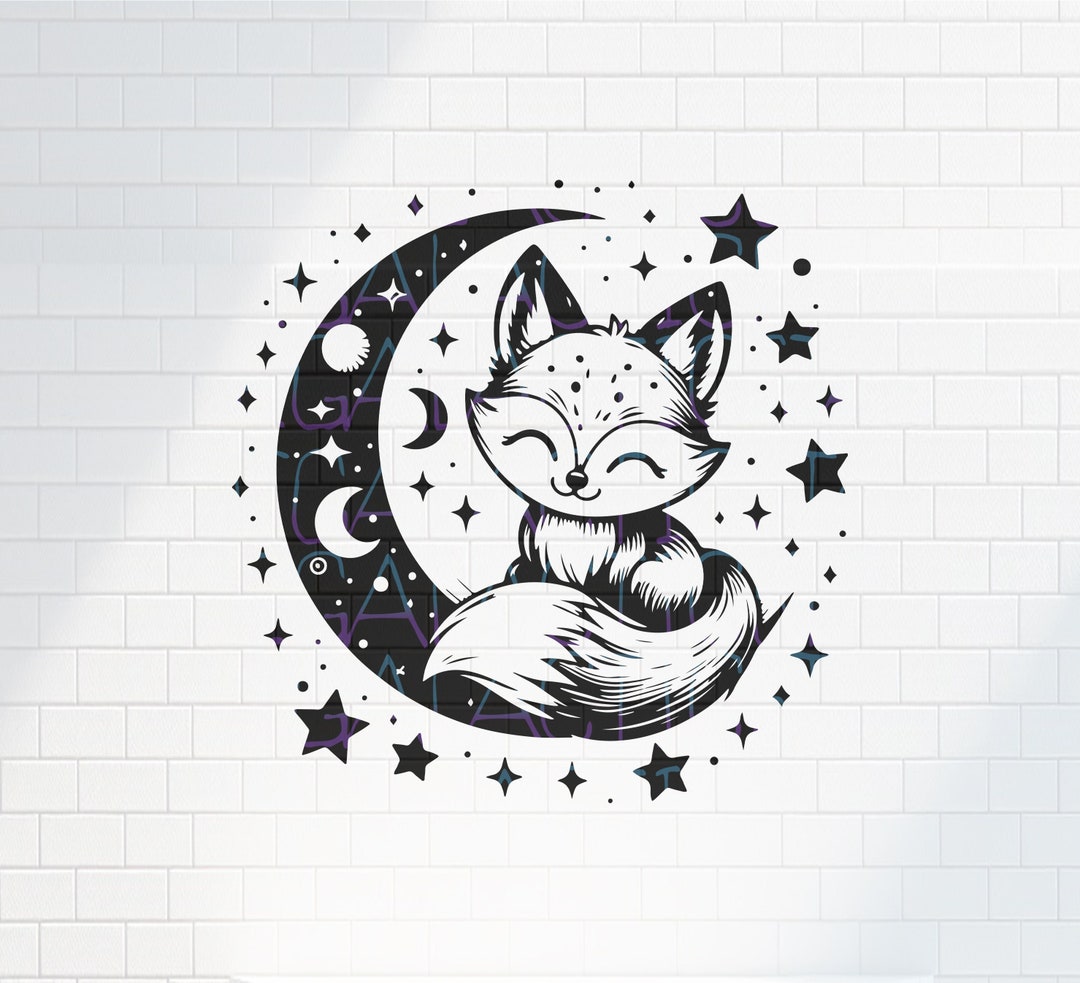 Cute Fox and Moons / SVG, PNG / Clipart Original / Kawaii Fantasy ...