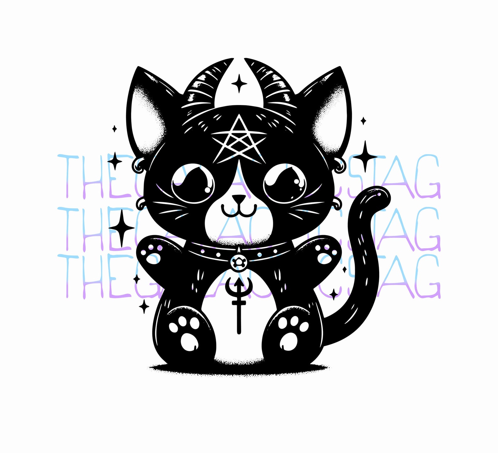 Satanic Lucky Cat Design / SVG, PNG, JPG / Satanic / Dark Occult / Cute ...
