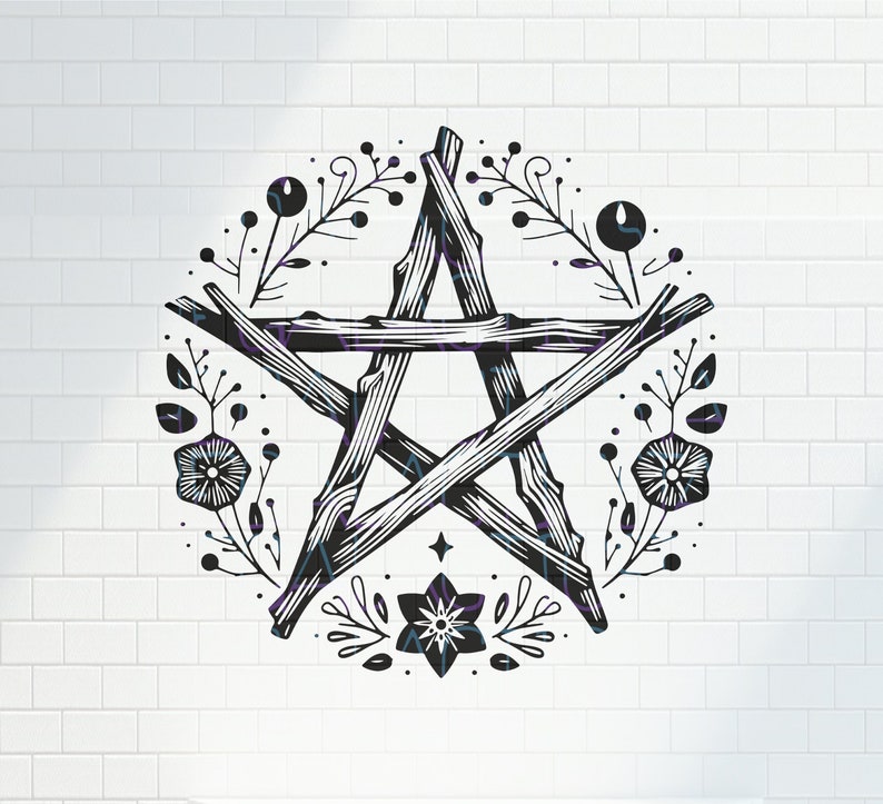 Witchy Pentacle Pagan Clipart / Medieval Celtic Design / Floral / PNG ...