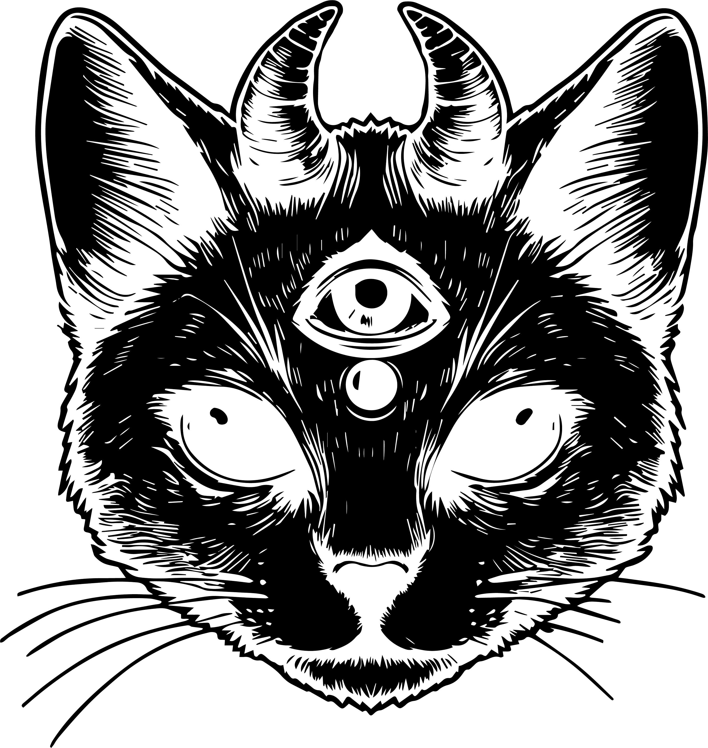 Occult Devil Kitty SVG, PNG, JPG / Baphomet / Dark Black Cat / Cute ...