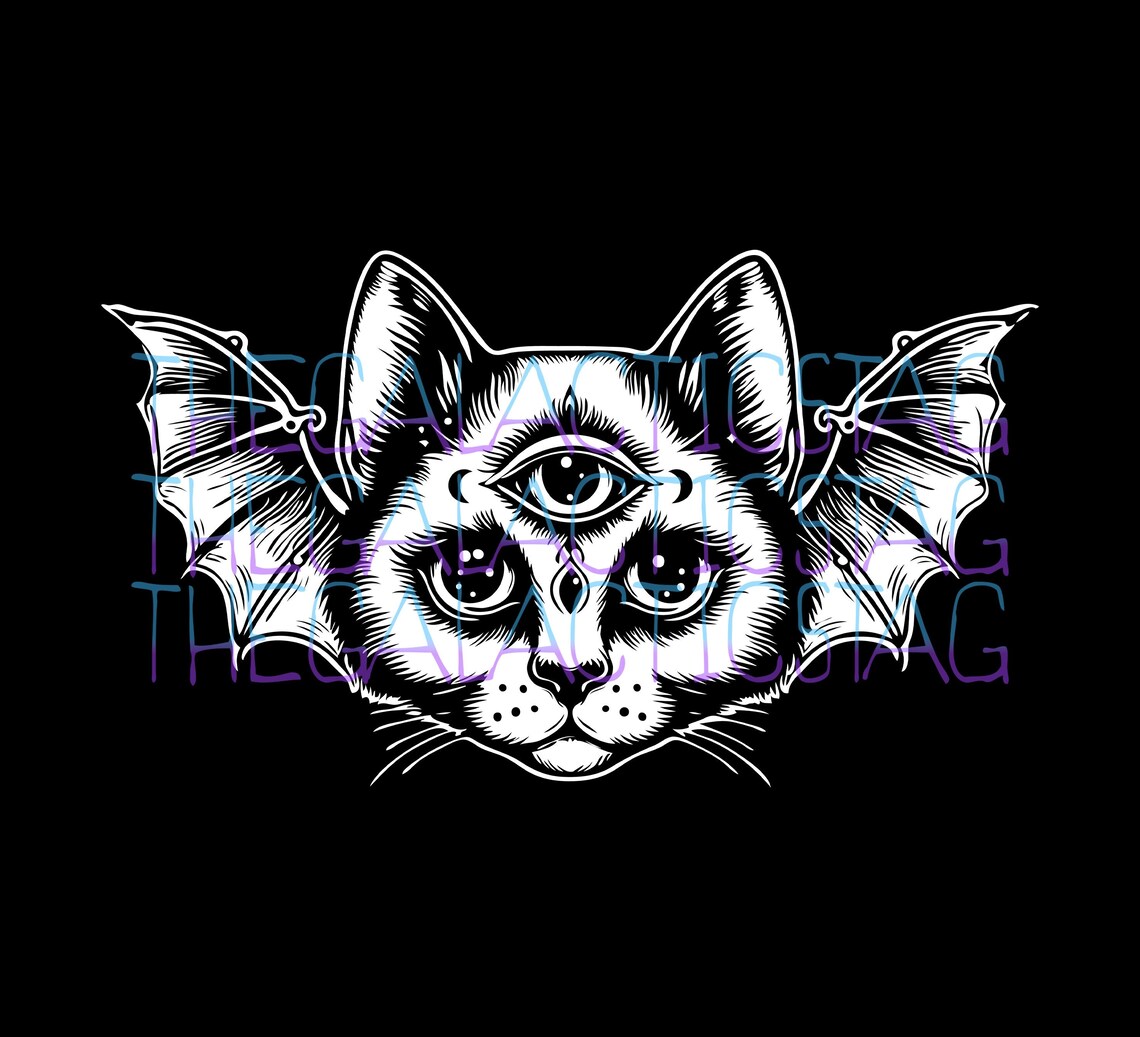 Occult Devil Kitty W/ Bat Wings SVG, PNG, JPG / Baphomet / Dark Black ...
