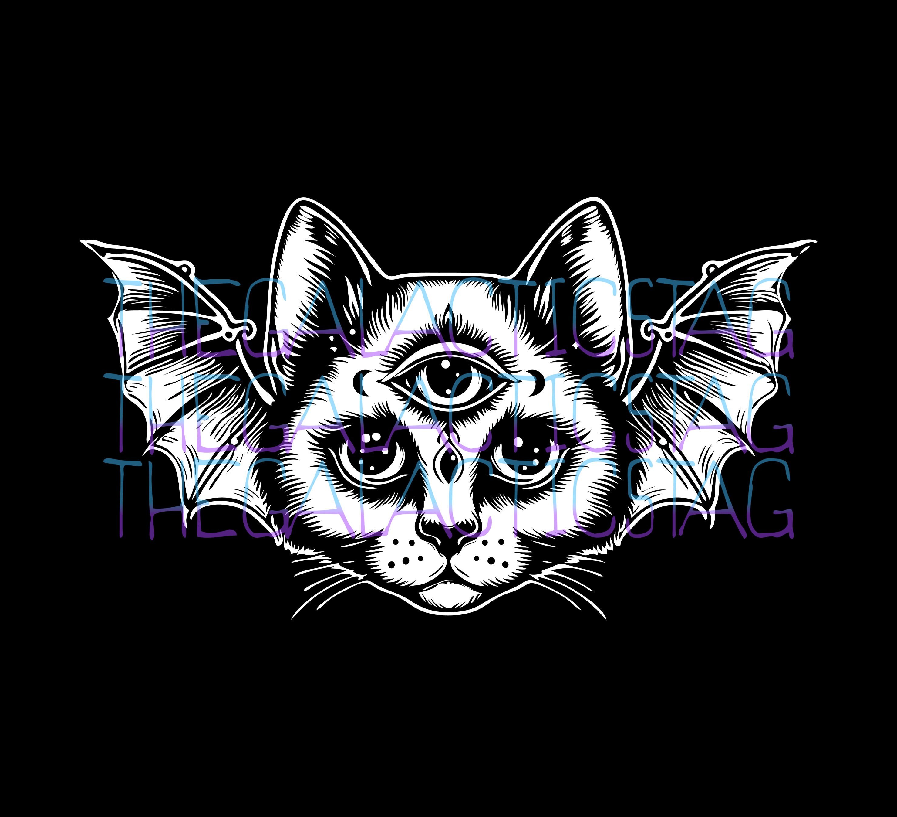 Occult Devil Kitty W/ Bat Wings SVG, PNG, JPG / Baphomet / Dark Black ...