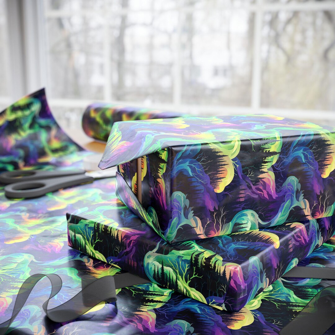 Aurora Borealis Themed Gift Wrap Cool / Creepy / Eye Catching, One of a ...