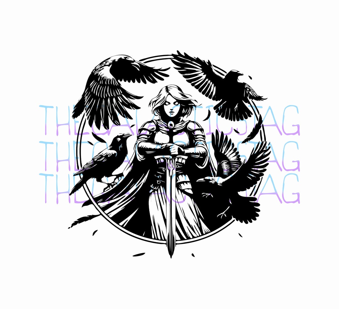 Female Warrior Knight and Ravens / SVG, PNG, Vector / Clipart Original ...