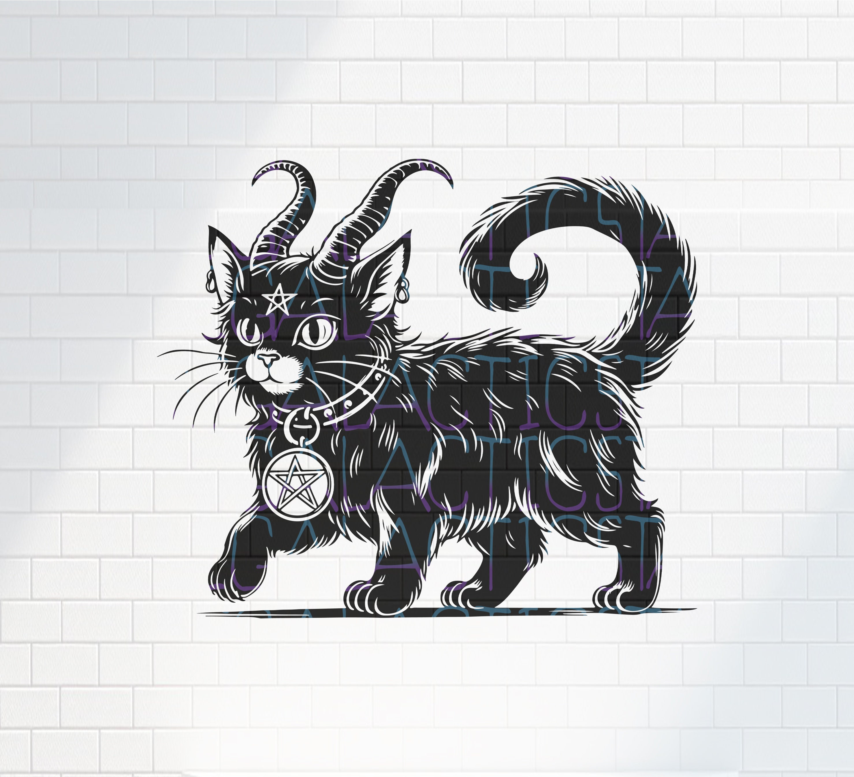 Cute Cat Pentagram Design Bundle / SVG, PNG Vector / Satanic / Dark ...