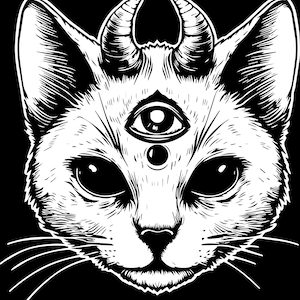 Occult Devil Kitty SVG, PNG, JPG / Baphomet / Dark Black Cat / Cute ...