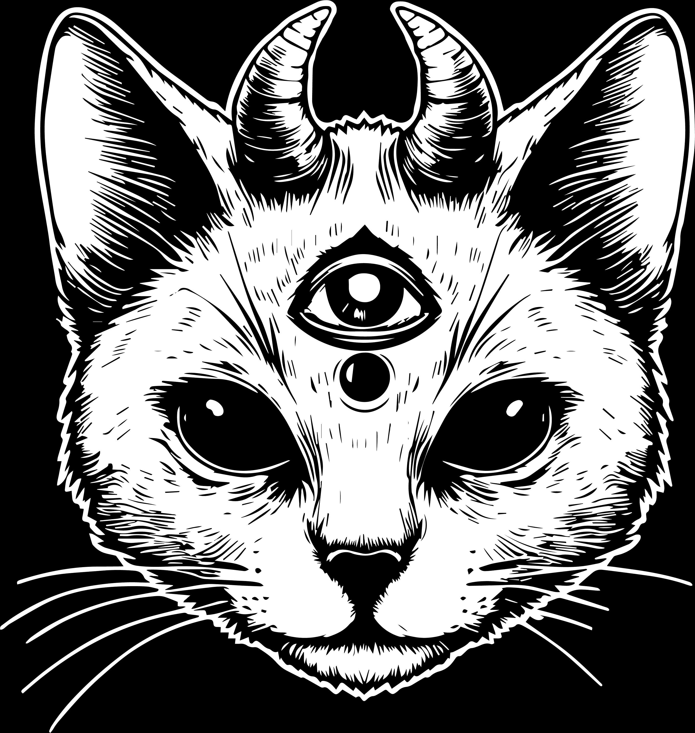 Occult Devil Kitty SVG, PNG, JPG / Baphomet / Dark Black Cat / Cute ...