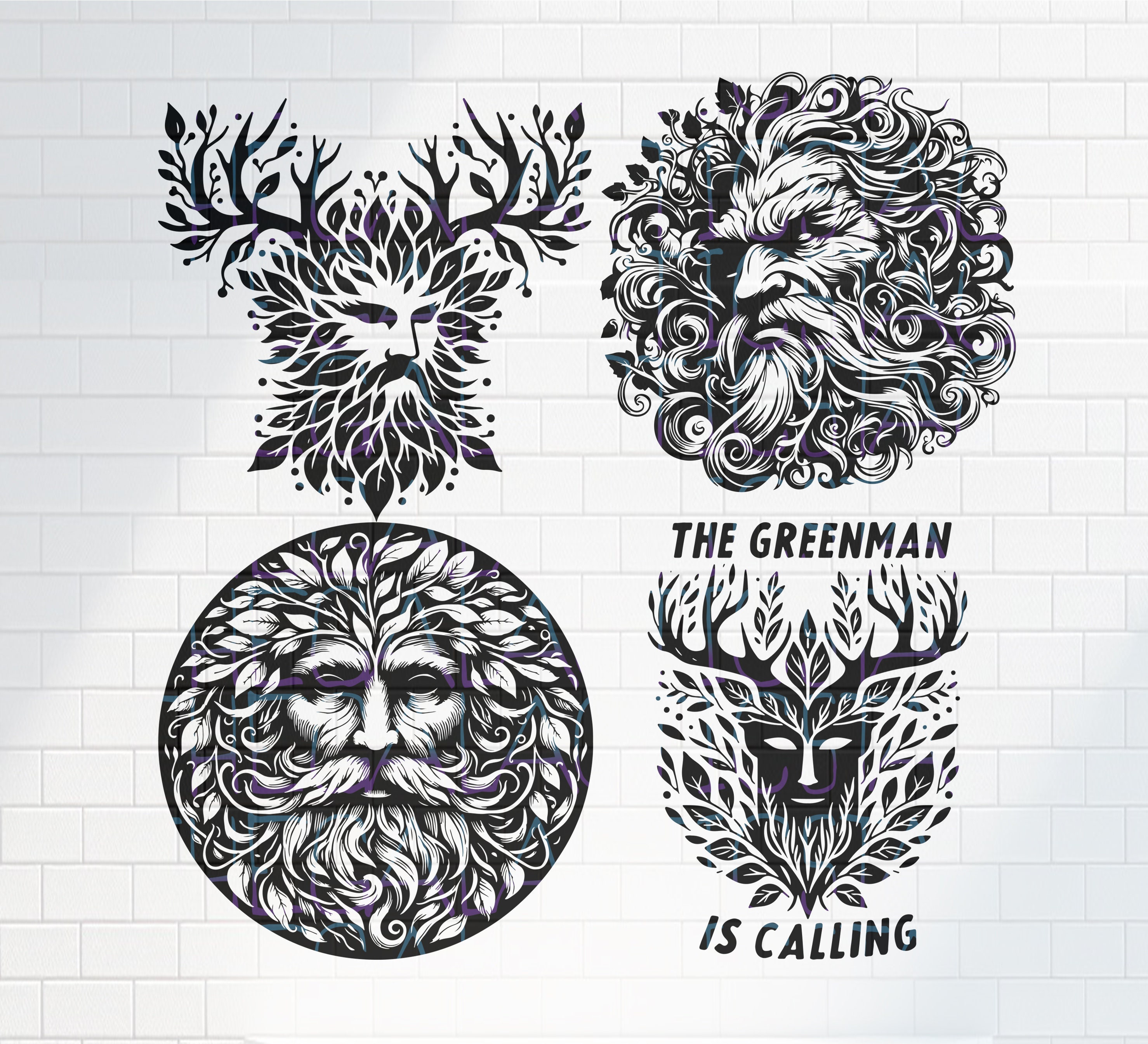 Greenman Bundle / Pagan / Medieval Celtic Design / Tattoo Flash / PNG ...