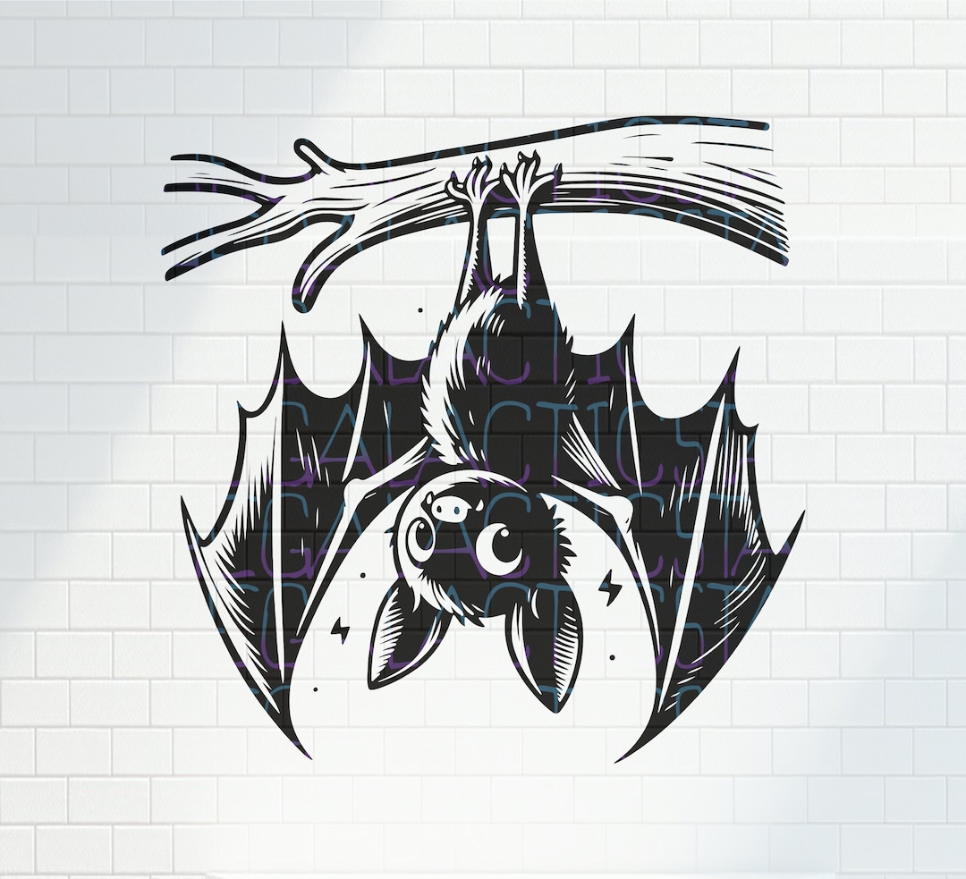 Cute Bat Hanging Clipart / Kawaii Halloween Design / Floral / PNG ...