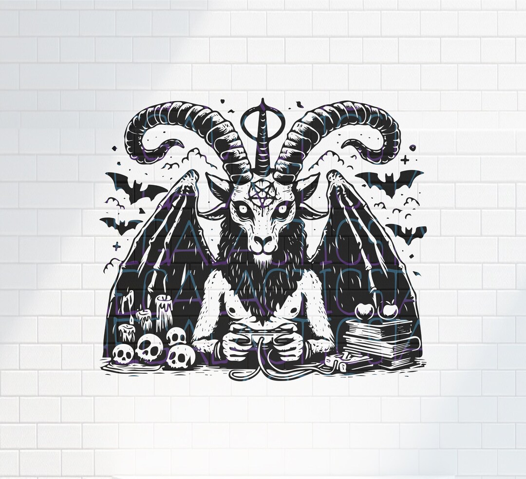 Baphomet Playing Video Game Pentagram / SVG, PNG Vector / Satanic ...