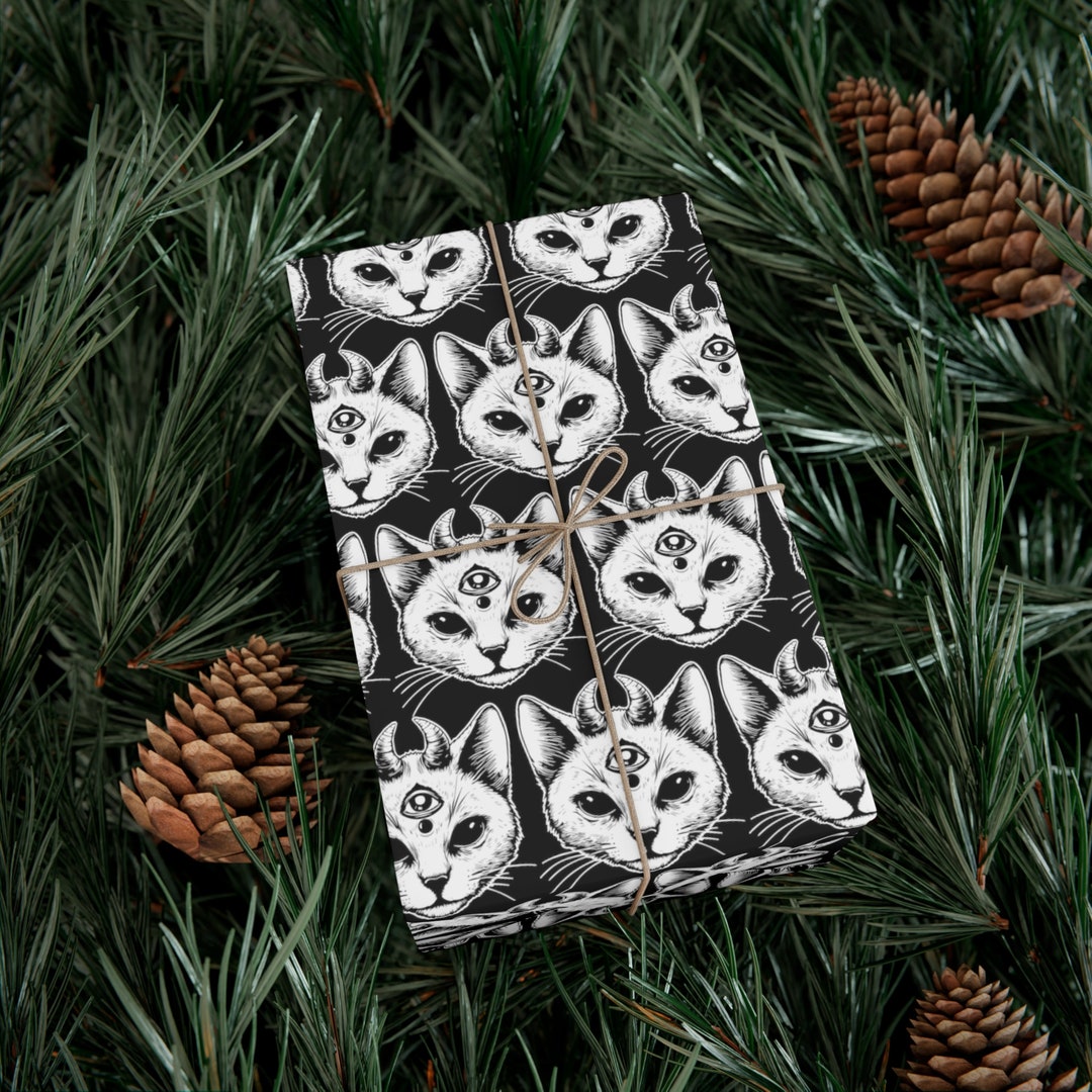 Occult Devil Kitty Themed Gift Wrap - Cool / Gothic / Eye Catching, One ...