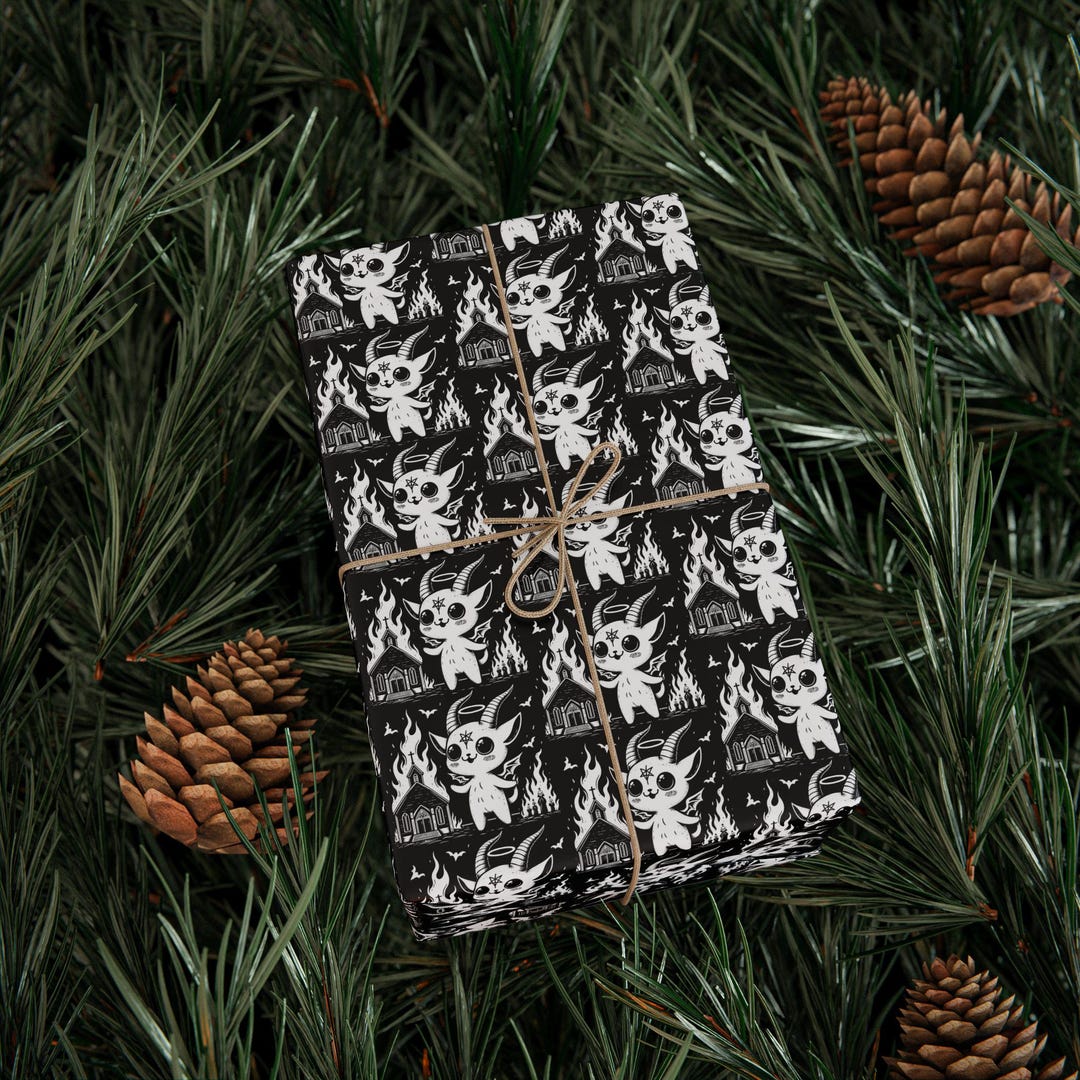 Satanic Wrapping Papers, Chibi Devil Xmas Gift Wrap, Atheist Holiday ...