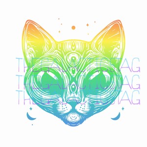 Trippy Alien Kitty / SVG, PNG, JPG / Baphomet / Dark Black Cat / Cute ...