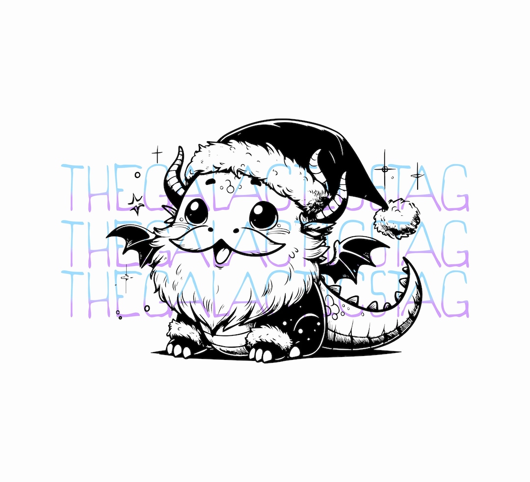 Cute Santa Dragon / SVG, PNG, JPG / Fantasy / Xmas Christmas / Kawaii ...