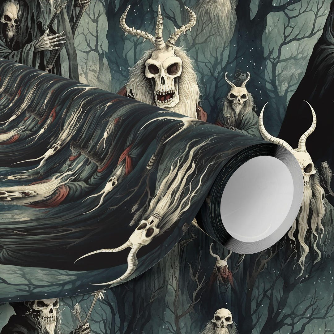 Creepy Occult Demon Yule Solstice Gift Wrap, Wrapping Paper ...