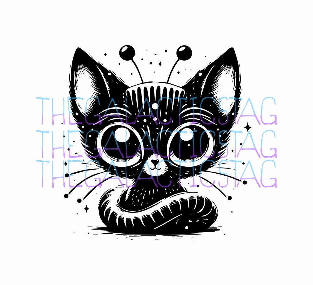 Cute Alien Kitty Design / SVG, PNG, JPG /hippy Trippy Cat / Dark Occult ...
