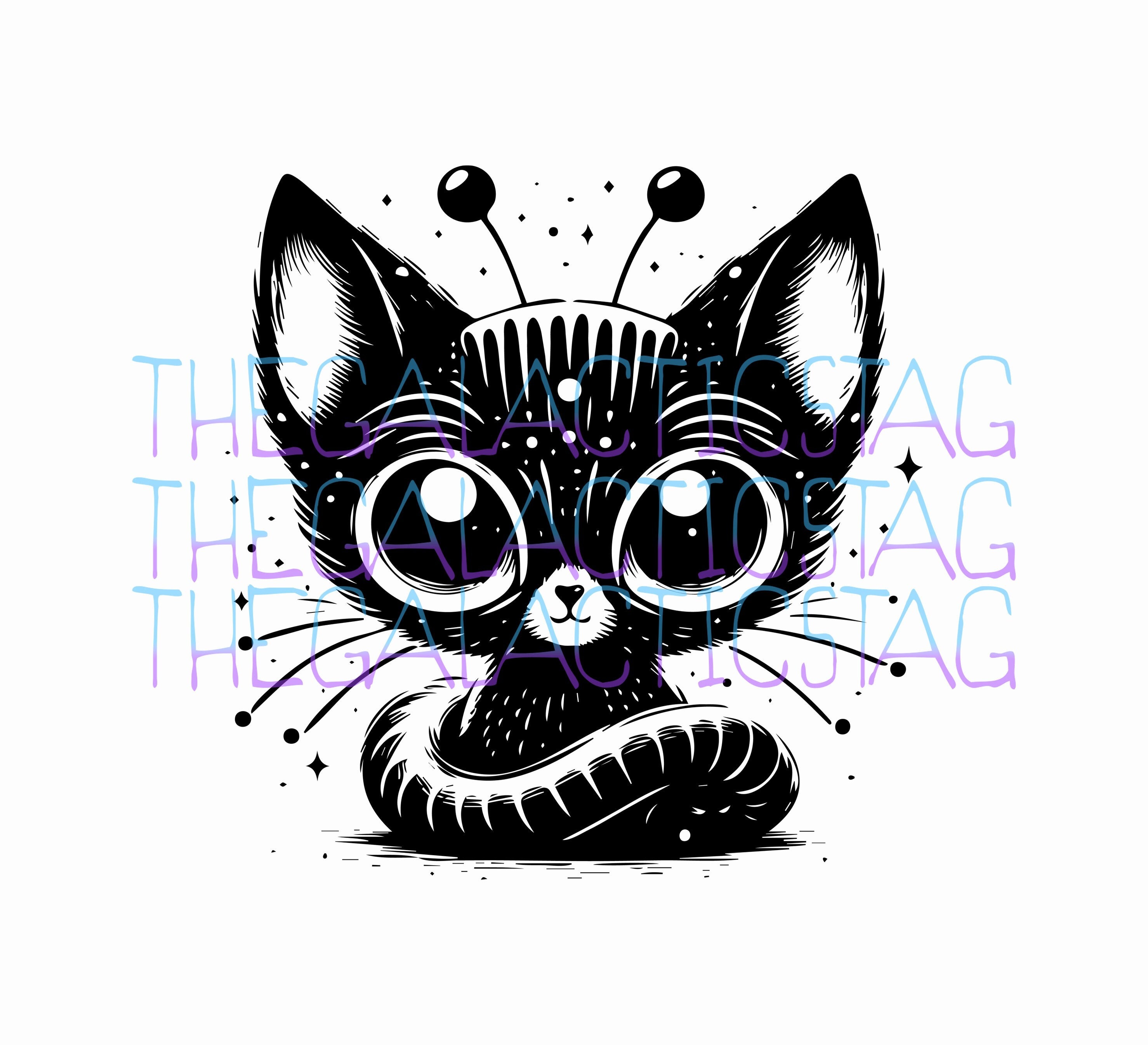 Cute Alien Kitty Design / SVG, PNG, JPG /hippy Trippy Cat / Dark Occult ...