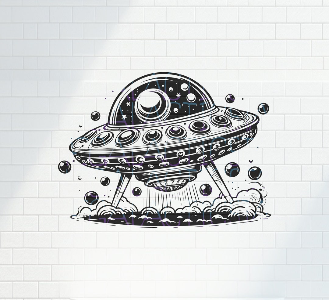 Cute Alien Ship UFO SVG PNG File / Space / Stars Planets / Kawaii ...