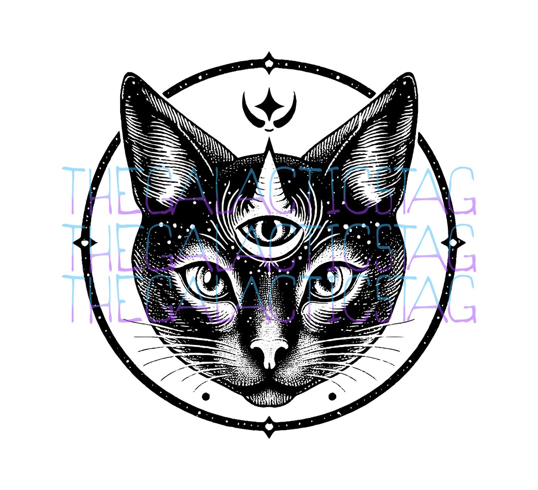 Third Eye Cat SVG, PNG, JPG / Baphomet Dark / Death Metal Cute Kitty ...
