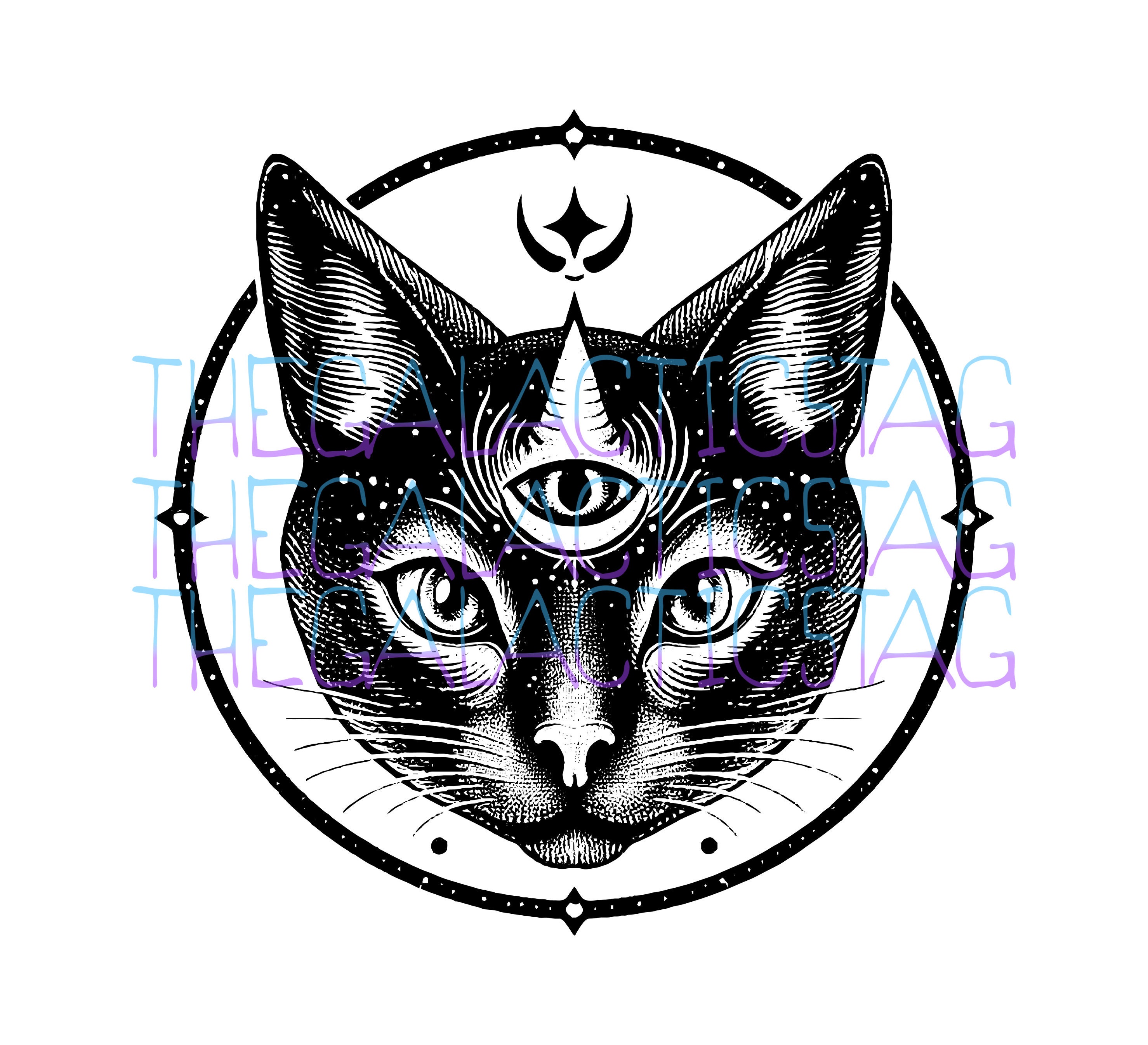 Third Eye Cat SVG, PNG, JPG / Baphomet Dark / Death Metal Cute Kitty ...