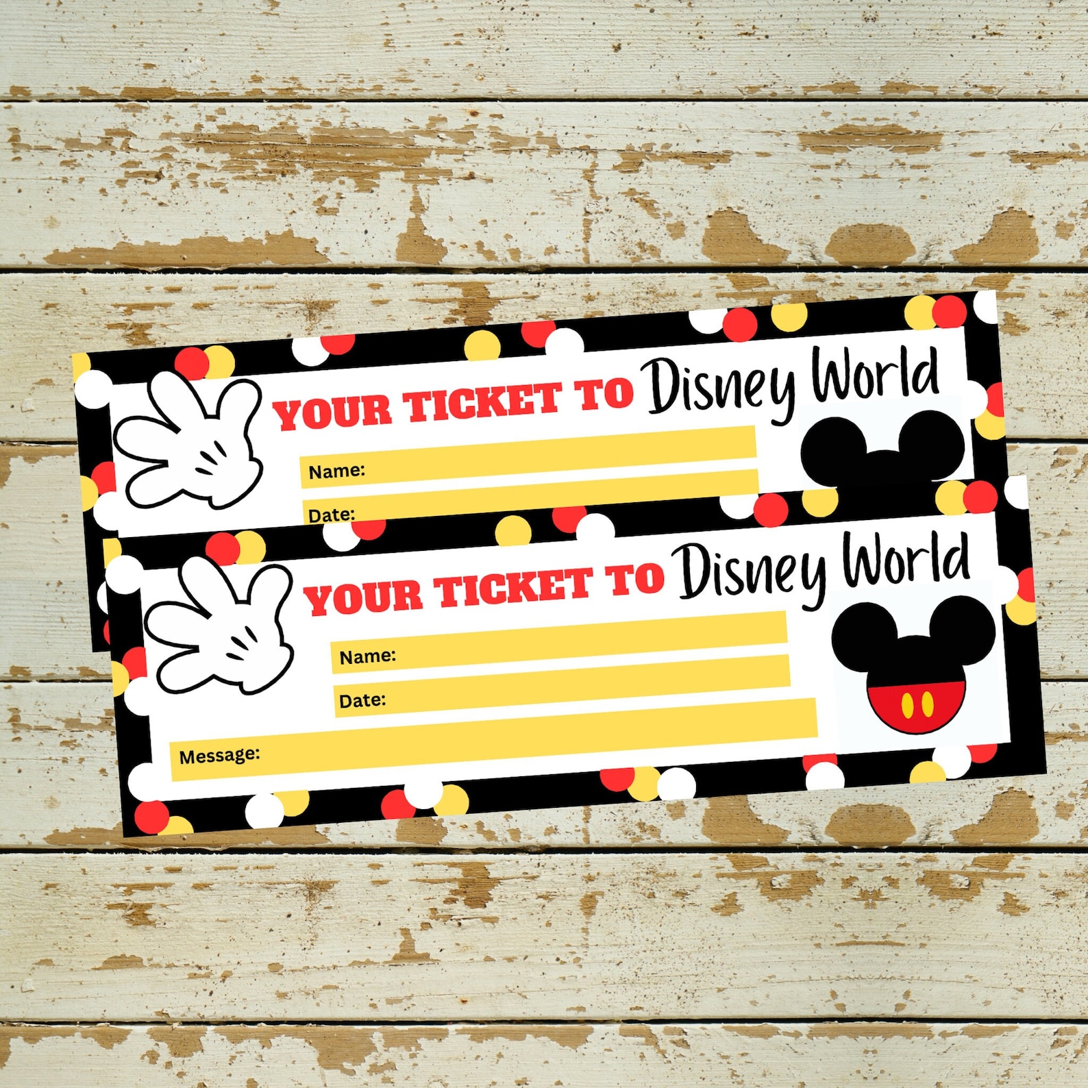 Mickey Mouse Printable Surprise Ticket | Editable Digital Ticket ...