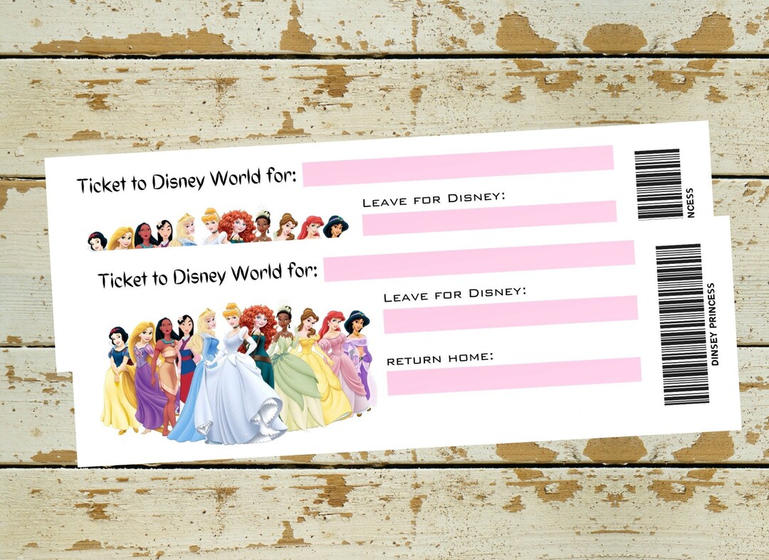 Princess Printable Surprise Ticket | Editable Digital Template ...