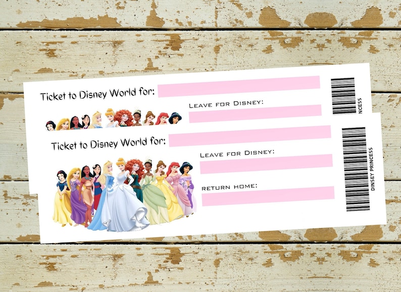 Princess Printable Surprise Ticket | Editable Digital Template ...