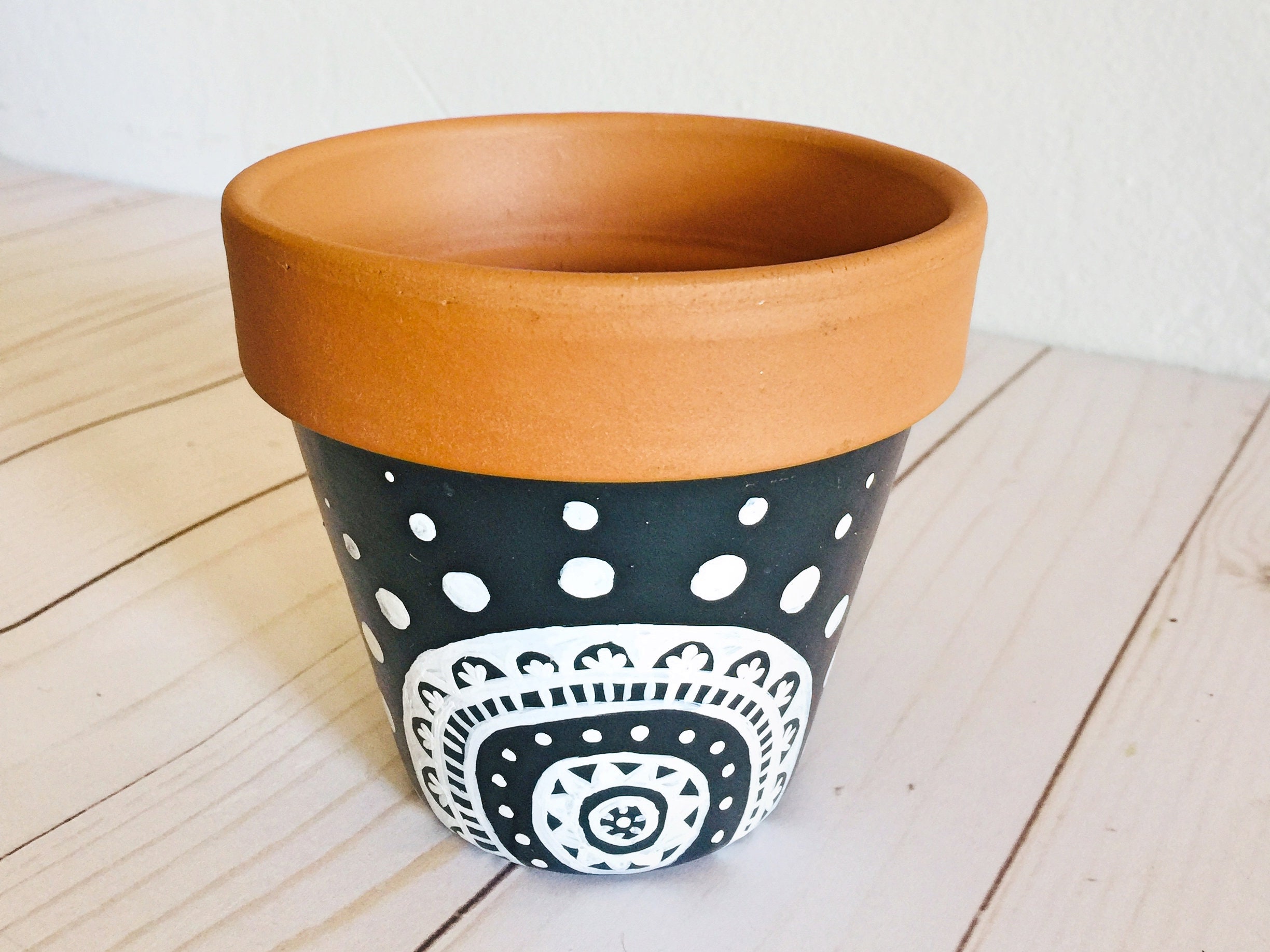 Hand Painted Terracotta Clay Pot Hand Painted Pot Indoor - Etsy