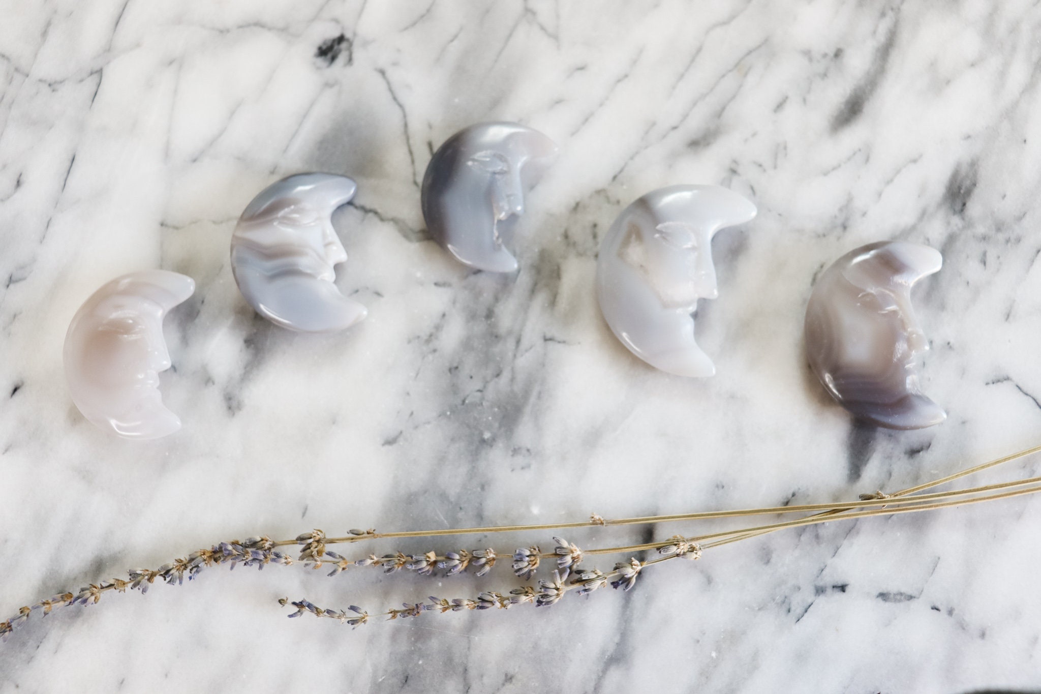 Blue Agate Moon Face - Etsy