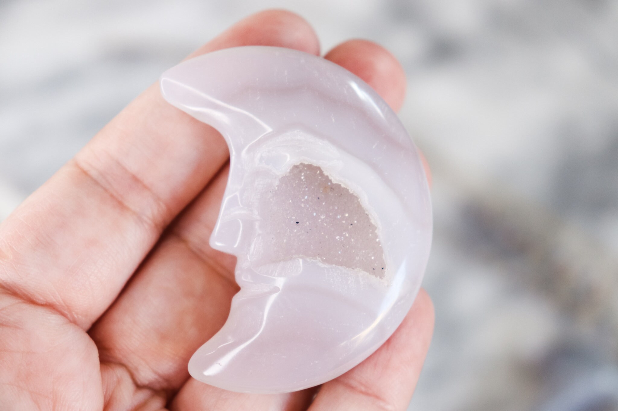 Blue Agate Moon Face - Etsy