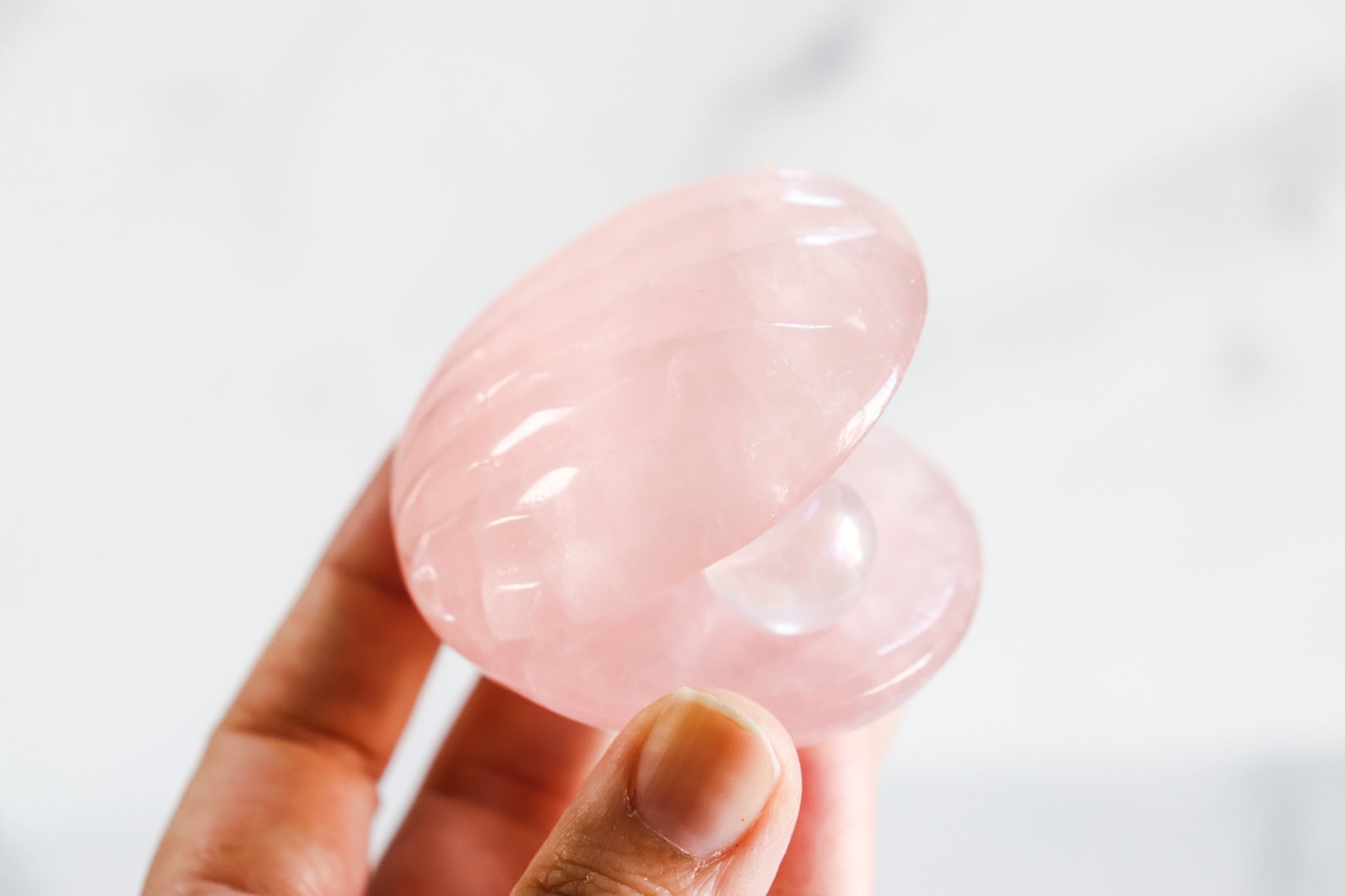 Rose Quartz Clam Shells With Aura Rose Quartz Mini Sphere - Etsy