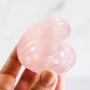 Rose Quartz Clam Shells With Aura Rose Quartz Mini Sphere - Etsy