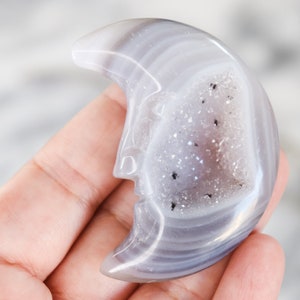 Blue Agate Moon Face - Etsy