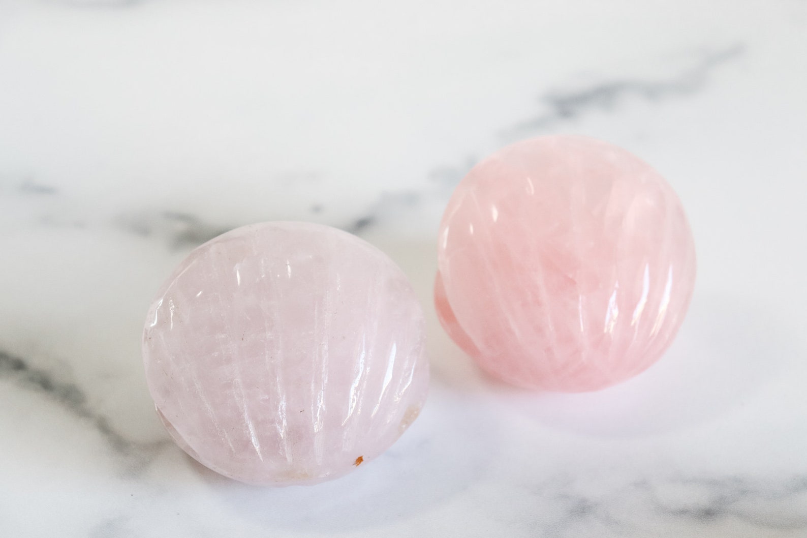 Rose Quartz Clam Shells With Aura Rose Quartz Mini Sphere - Etsy