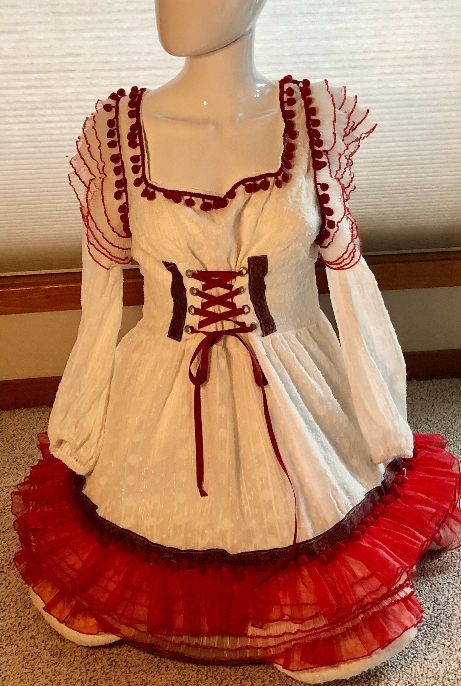 Original Clown Costume: White Dress With Velour Frilled Pants (fits 10 ...