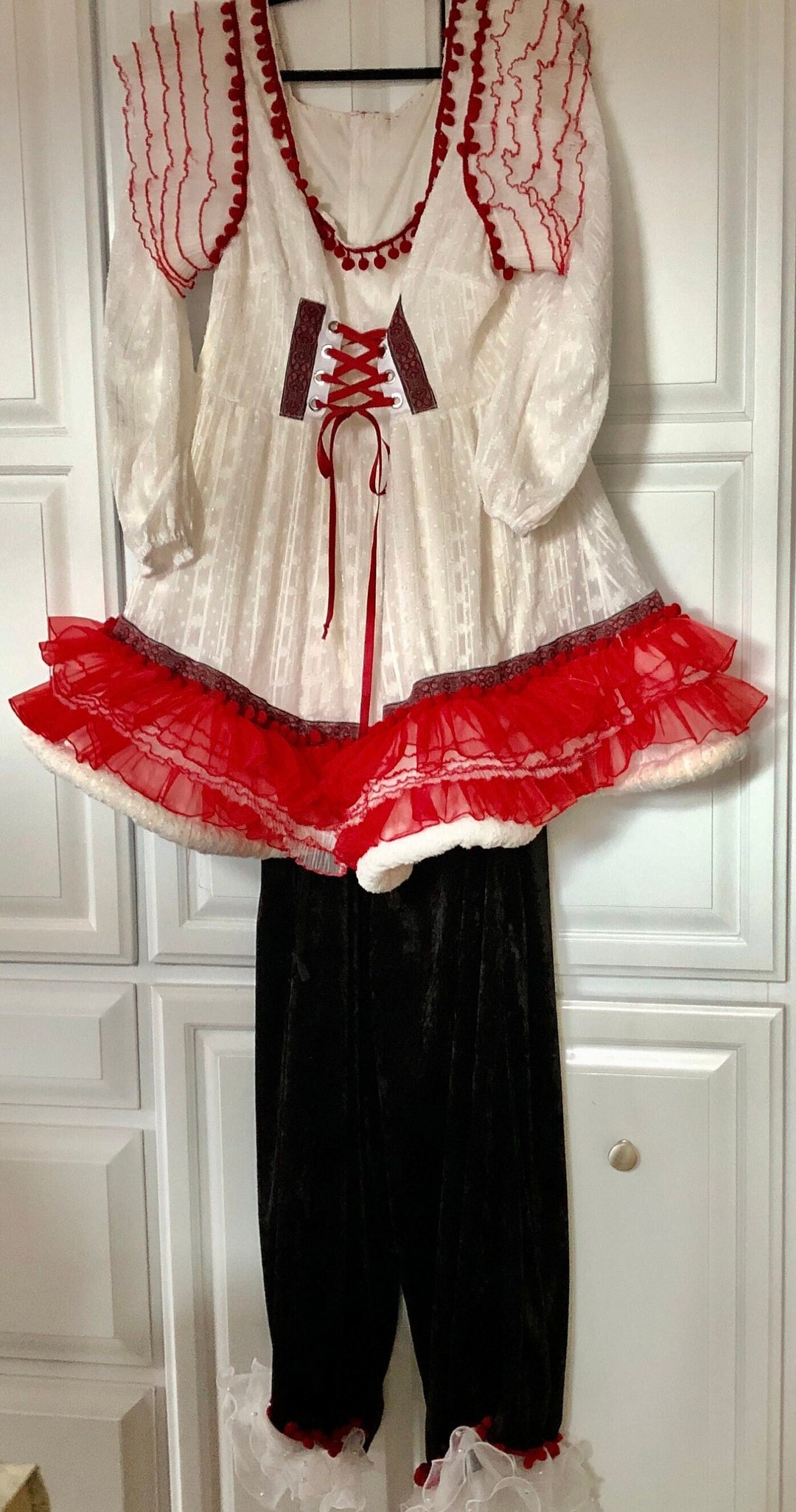 Original Clown Costume: White Dress With Velour Frilled Pants (fits 10 ...