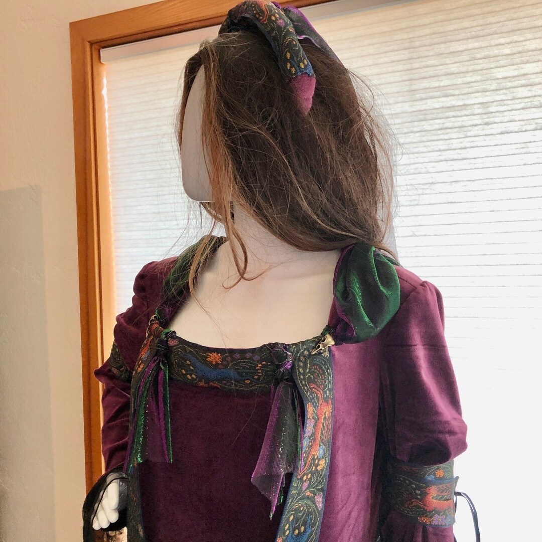 Purple Velvet Maiden Gown: Medieval Renaissance Dress, Adjustable Size ...