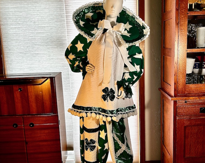 4 Pc. Designer Unisex Green/white Clown Costume: Fits Adults M- XXXL ...