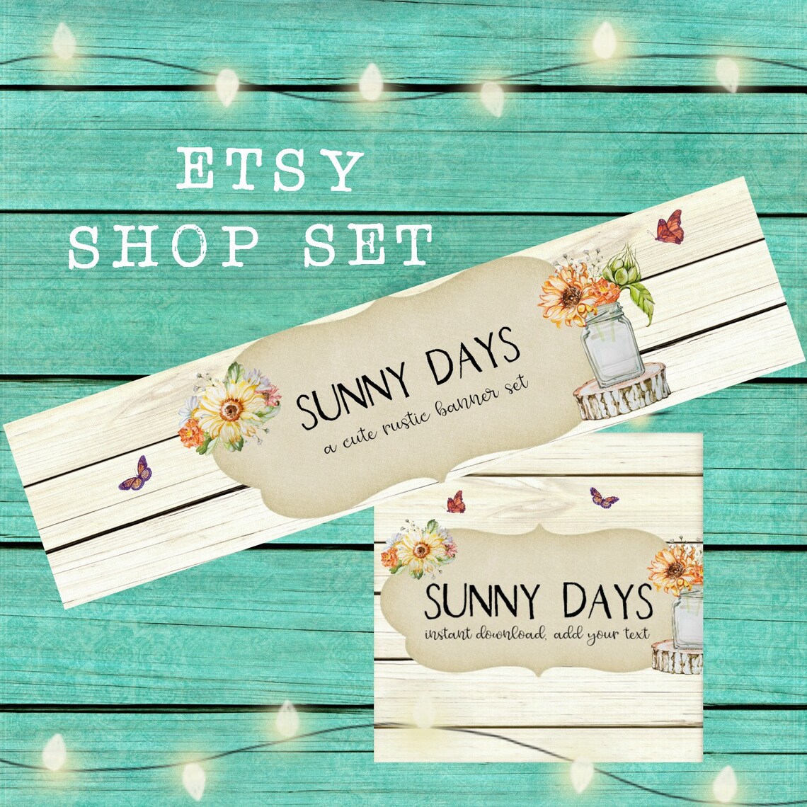 Sunny Days Etsy Shop Banner Set Rustic Etsy Banner Avatar - Etsy