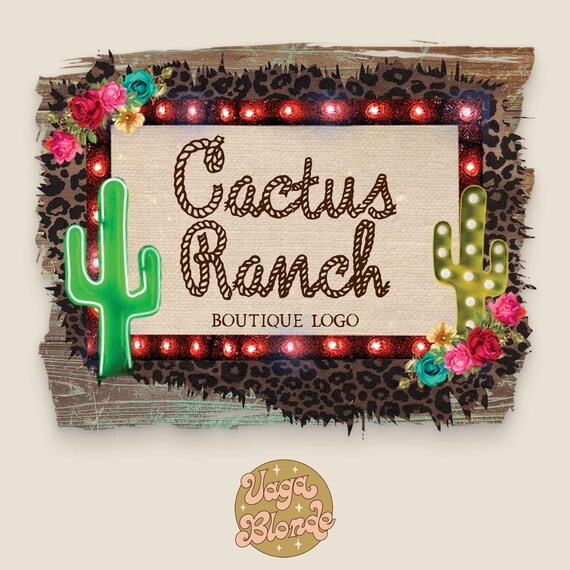Boutique Logo Cactus Logo Western Logo Marquee Cactus Logo - Etsy