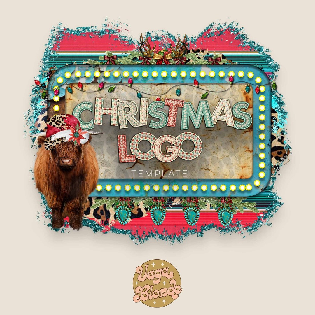 Christmas Logo, Holiday Logo, Highland Christmas Logo, Serape Holiday ...
